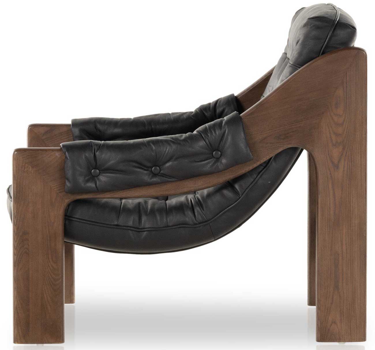 Four Hands Halston Chair in Heirloom Black Leather - 229488-001