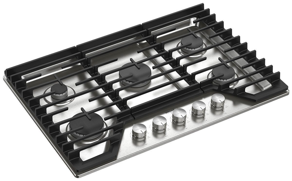 Whirlpool Gas Cooktop 30 In. With Fifth Burner in Stainless Steel ...