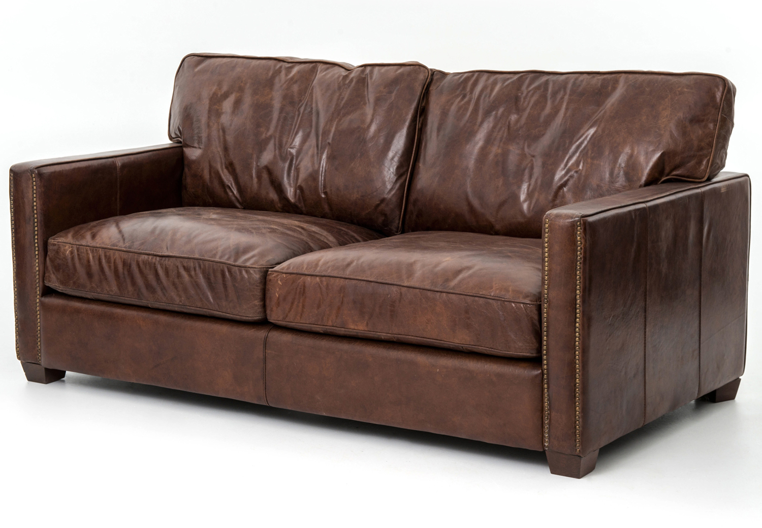 Four Hands 72" Cigar Brown Leather Larkin Sofa - CCAR-24