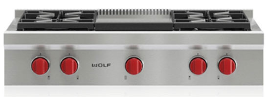 Wolf 36" Stainless Steel Gas Rangetop with 4 Burners | Abt