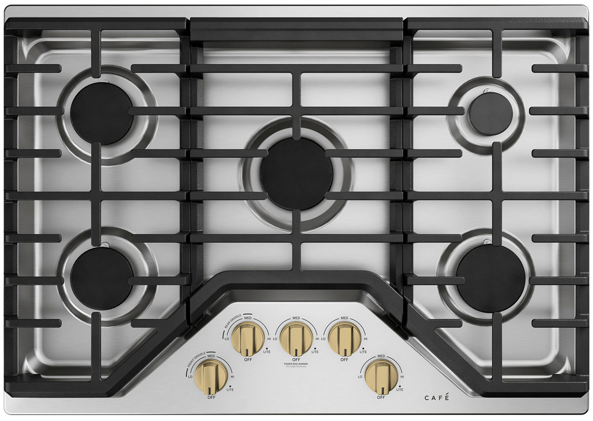 Cafe Brushed Brass Cooktop Knobs CXCG1K0PMCG | Abt