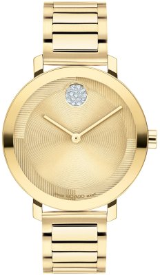Movado BOLD Horizon Chalk Dial Gold-Tone Watch 3601088