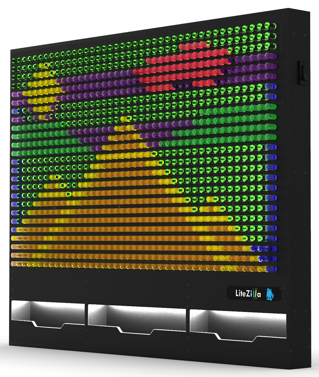 LiteZilla 6' Wide x 5' Tall Black Interactive Art Wall - LARGEZILLA