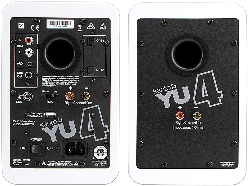 Kanto YU4 Powered Matte White Bookshelf Speakers - YU4MW