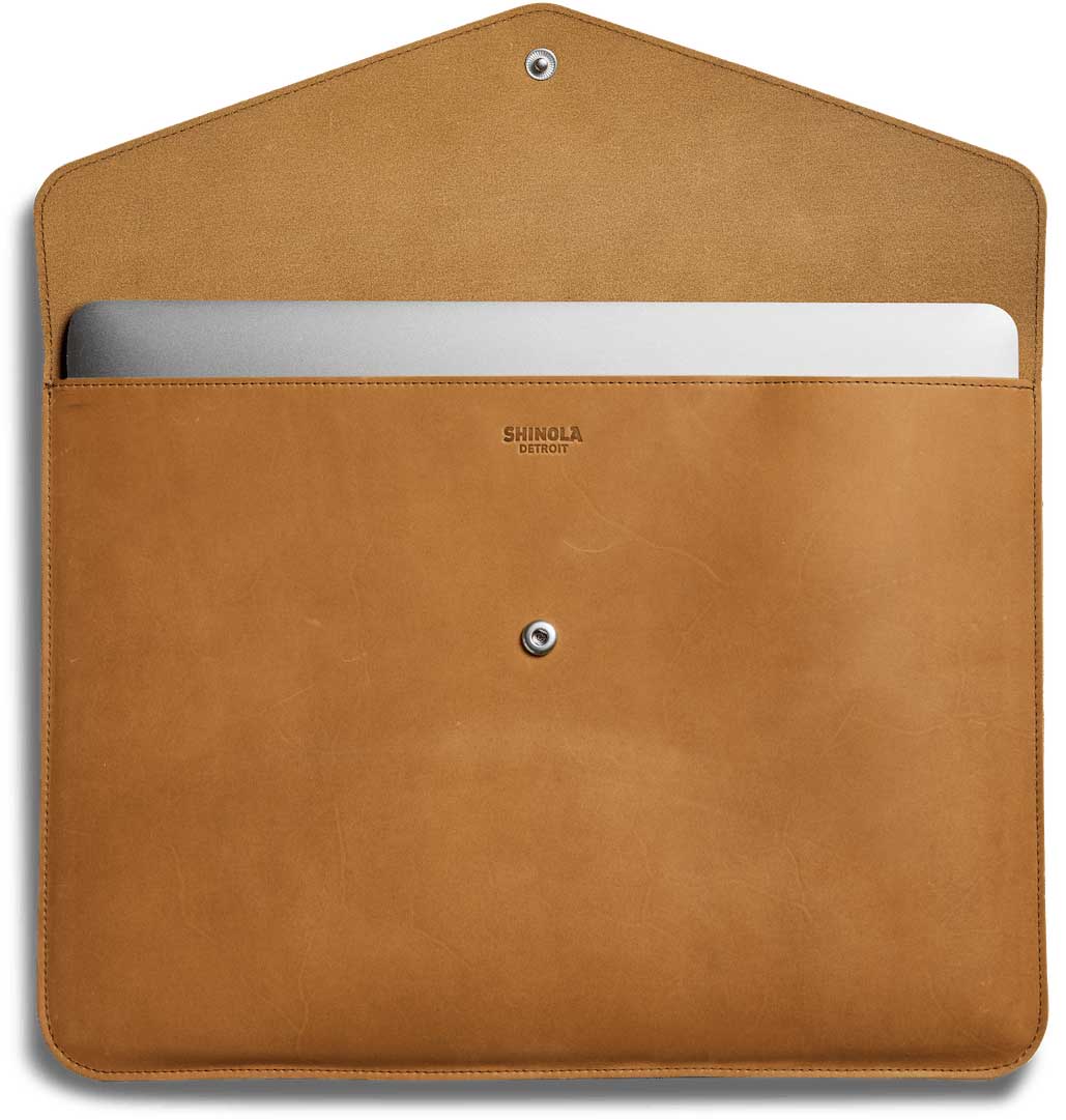 Shinola 15-Inch Utility Laptop Sleeve Chestnut Leather - 20241682-C