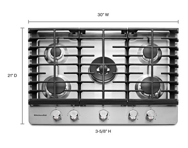 KitchenAid 30" Stainless Gas Cooktop KCGS550ESS | Abt