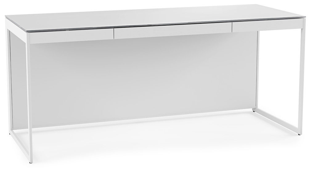 BDI Centro 6401 Satin White Desk - 6401 SW/GRY