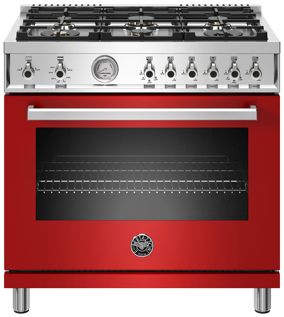Bertazzoni 36" Red Natural Gas Range PROF366GASROT | Abt