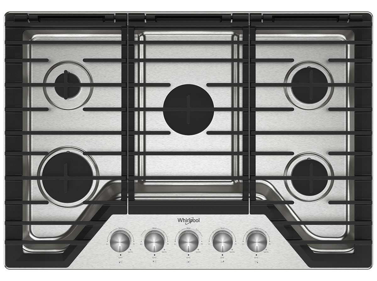 Whirlpool Gas Cooktop 30 In. With Fifth Burner in Stainless Steel ...
