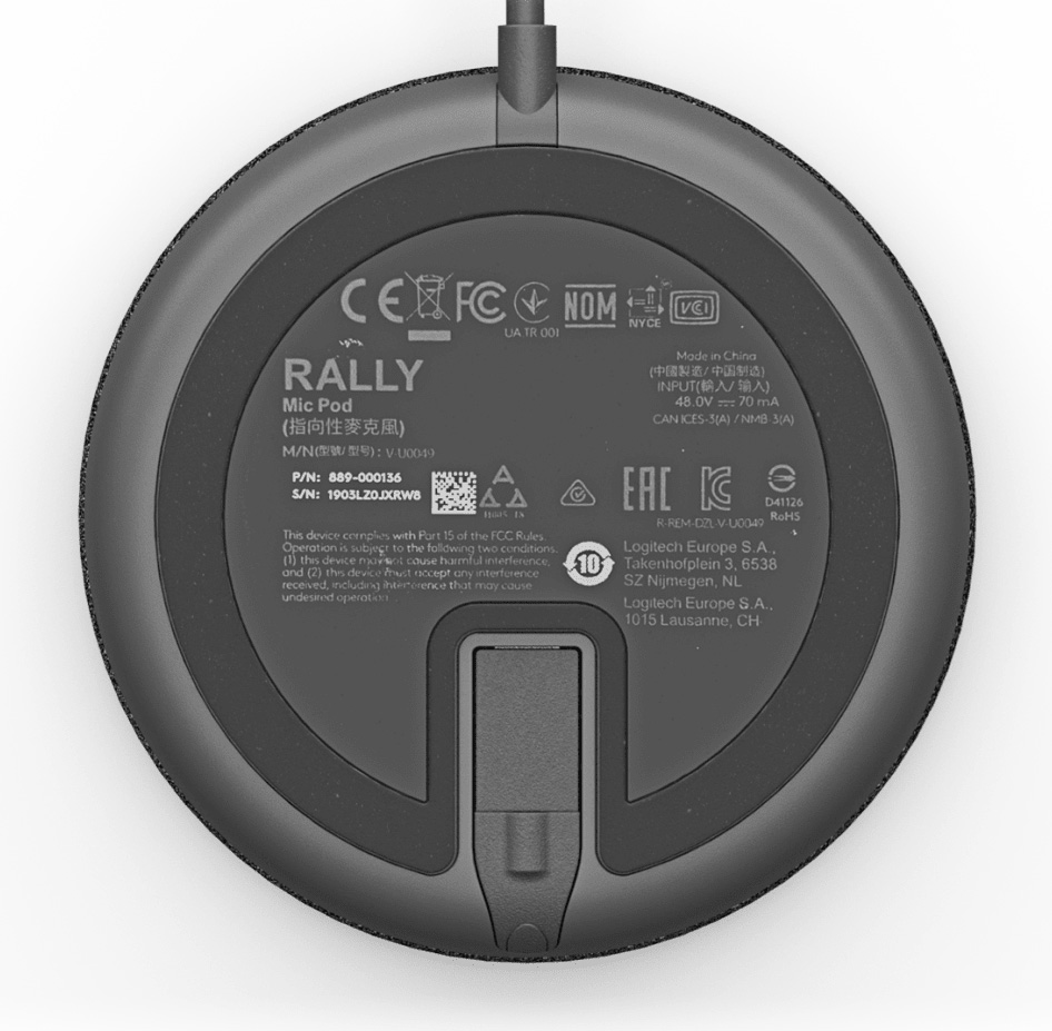 Logitech Microphone Rally Mic Pod in Graphite - 989-000430