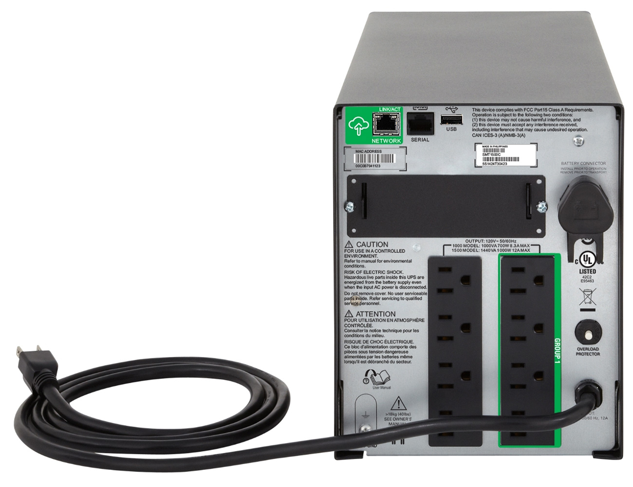 APC Line Interactive Tower 1000VA with 8 NEMA Outlets - SMT1000C