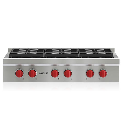 Wolf 36" Stainless Gas Rangetop with Spark Ignition | Abt