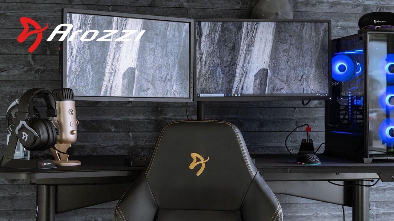 Arozzi ARENA MOTO Motorized Gaming Desk in Black - AZ-ARENA-MOTO