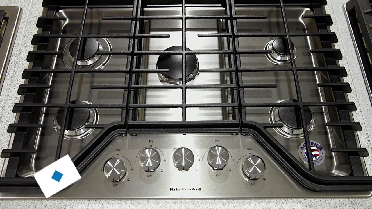 KitchenAid 30" Stainless Gas Cooktop KCGS350ESS | Abt