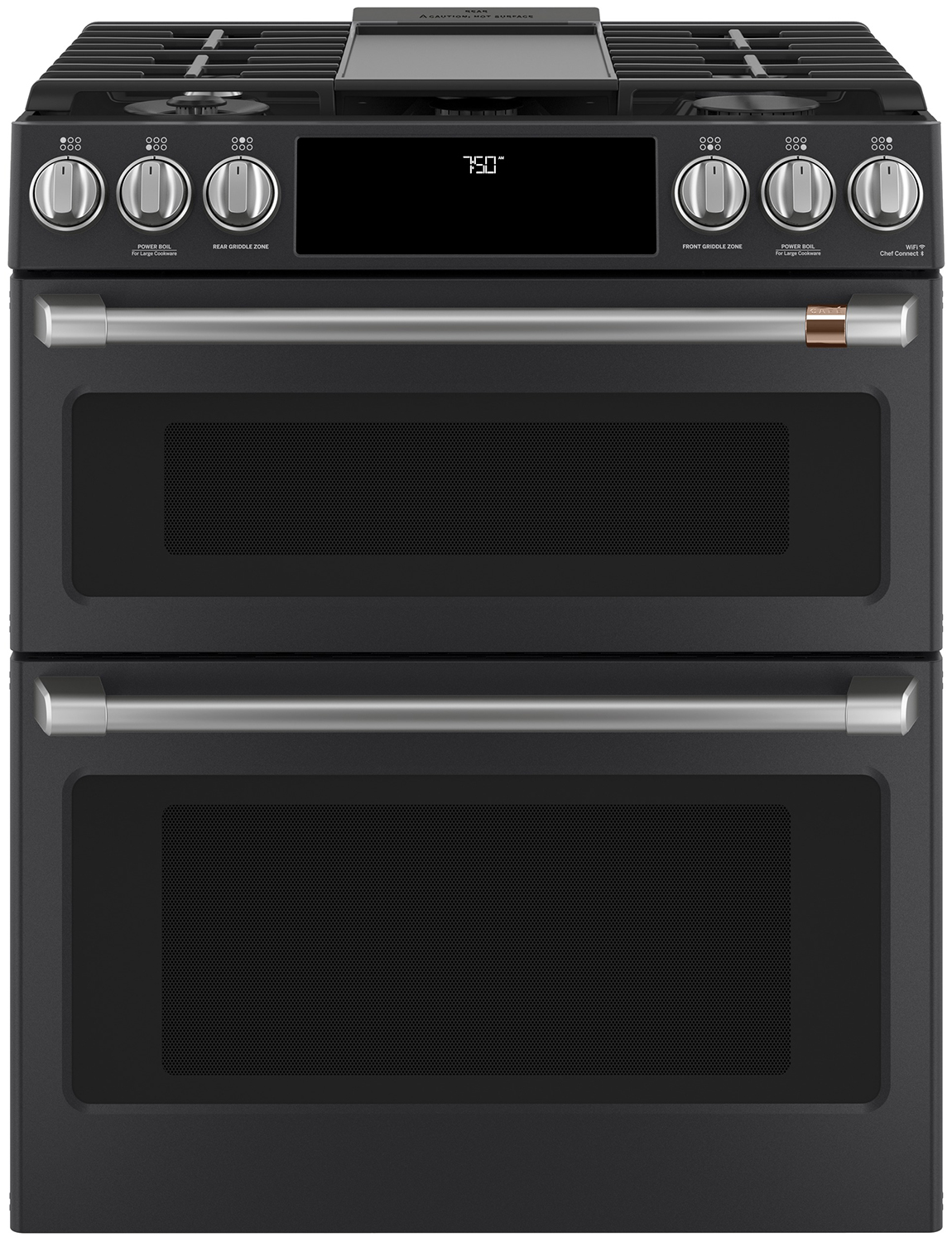 Cafe 30" Black Slide-In Double Oven Gas Range CGS750P3MD1