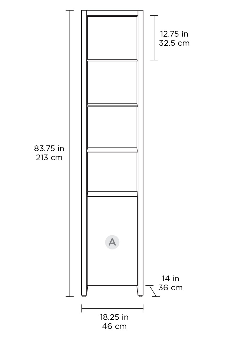 BDI Linea 18" Natural Walnut Single Bookcase 5801 WL