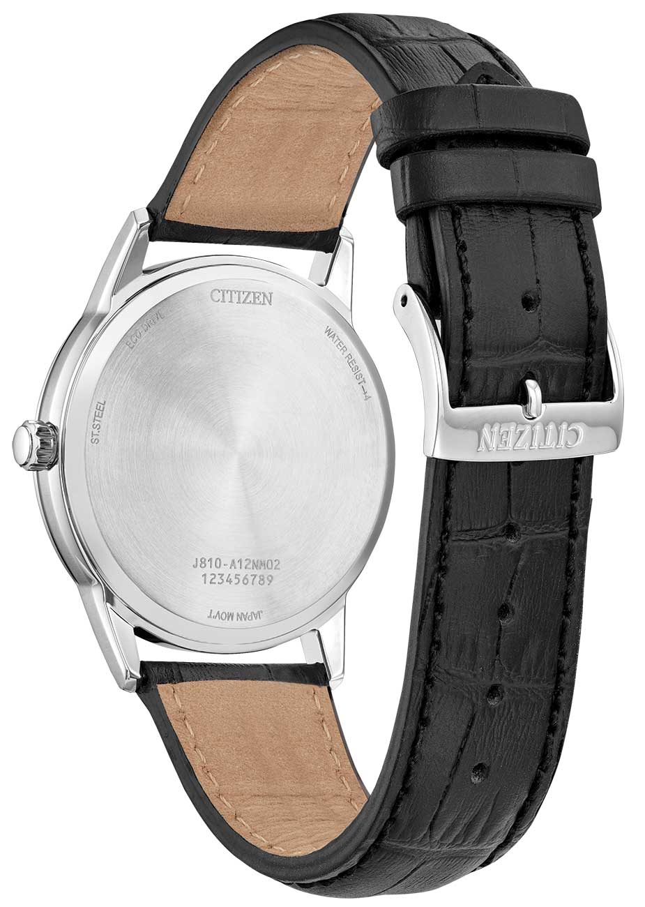 Citizen Eco-Drive Classic Blue Dial Blk Leather Strap Watch AW1780-09L