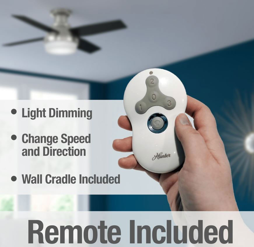 Hunter 44" Dempsey Brushed Nickel Ceiling Fan - 59243 | Abt