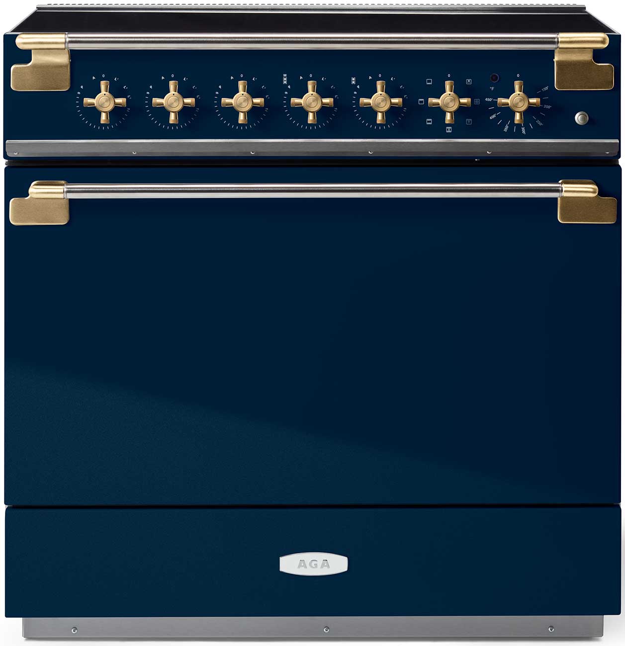 AGA Elise Range 36 Brass Stanchion Knobs Indigo - AEL361INABIND | Abt