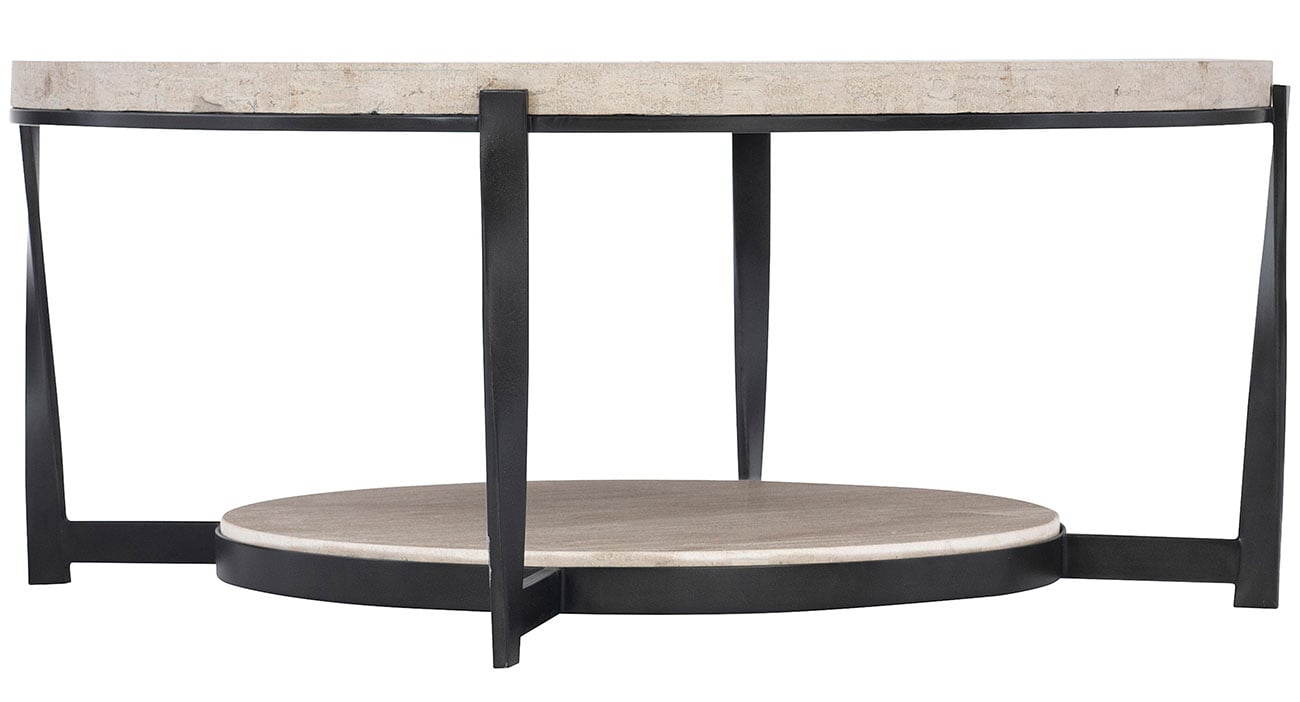 Bernhardt Berkshire Round Cocktail Table in Stone | Antique Pewter - 405015