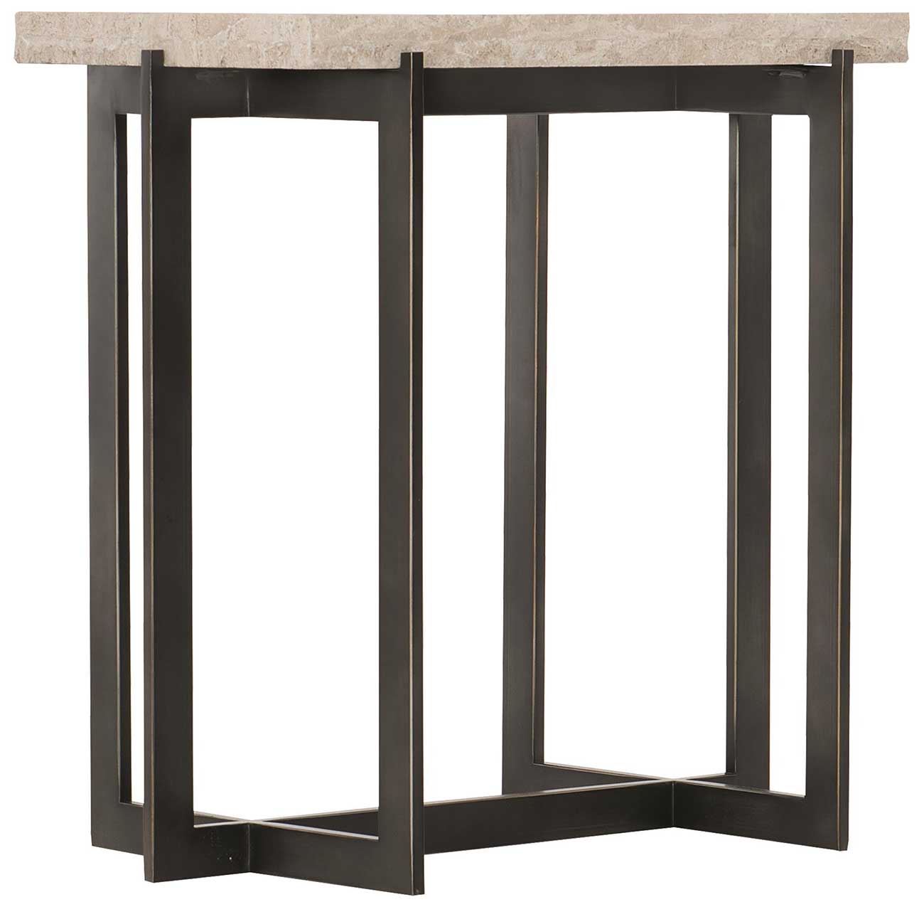 Bernhardt Hathaway Side Table in White Travertine | Bronze - 510111