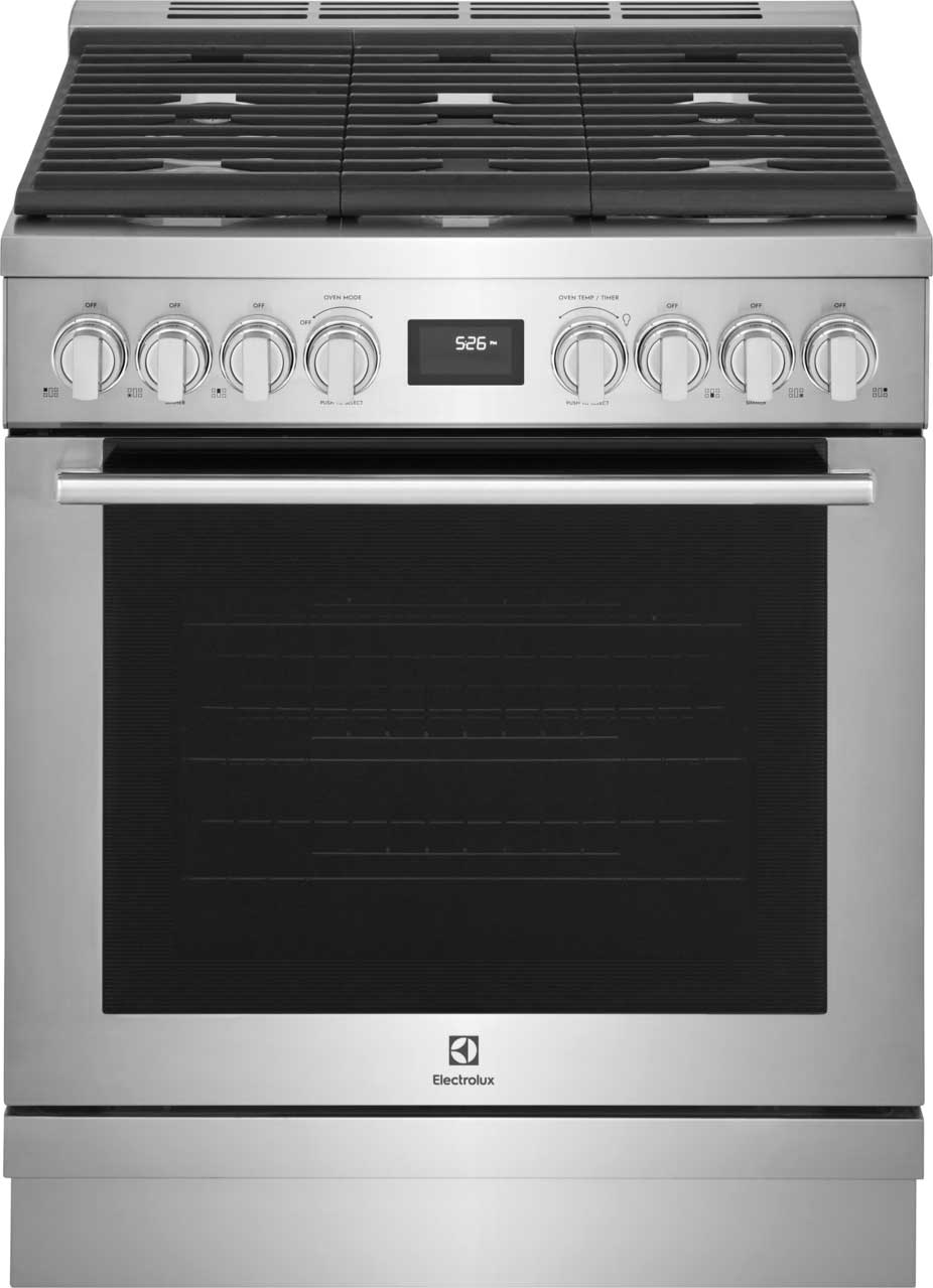 Electrolux Gas Range Front Controls 30-Inch in Stainless Steel - ECFG3068AS