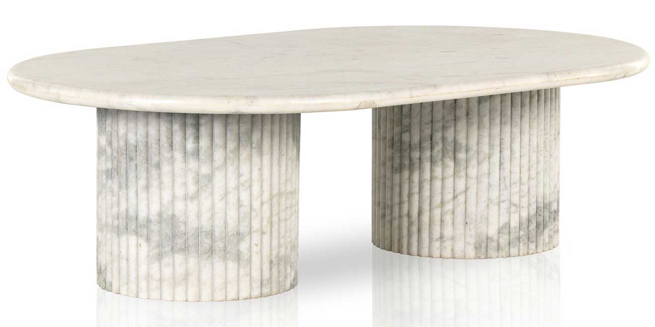 Four Hands Oranda Coffee Table in Polished White Marble - 233876-001