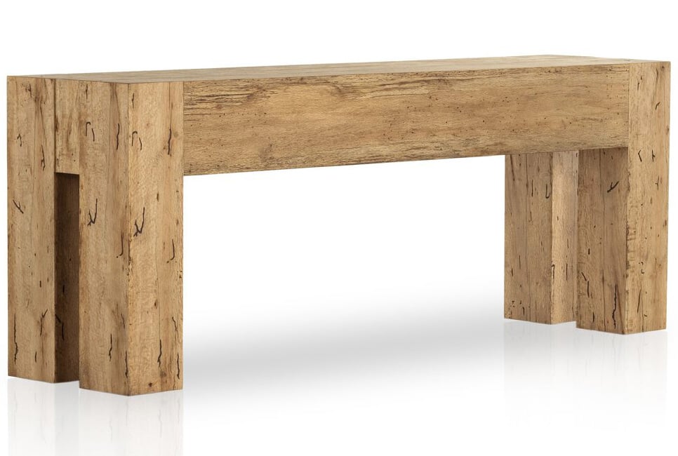 Four Hands Abaso Console Table in Rustic Wormwood Oak - 229656-002