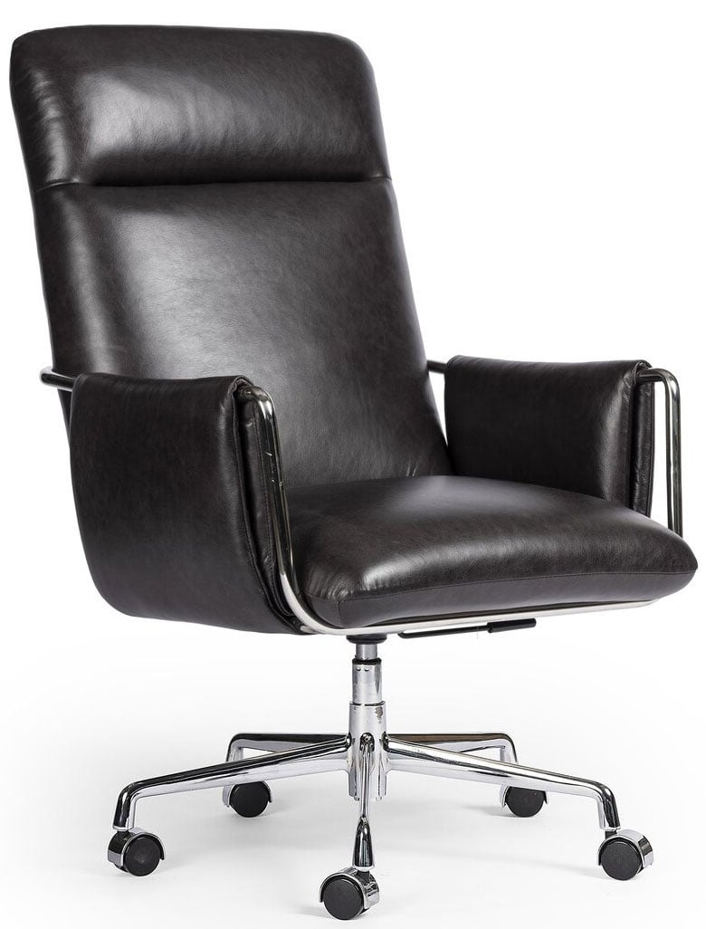 Four Hands Sherman Desk Chair in Sonoma Black Leather - 243232-004