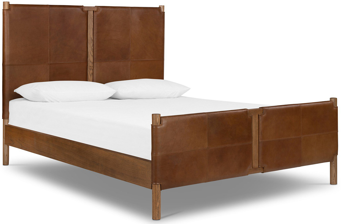 Four Hands Salado Bed - Queen - in Heirloom Sienna Leather - 232834-002