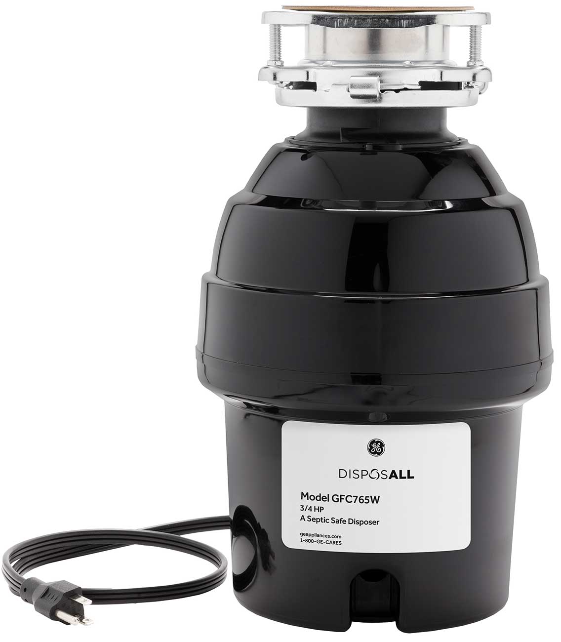 GE DISPOSALL 3/4 HP Continuous Feed Garbage Disposer - Corded in Black ...