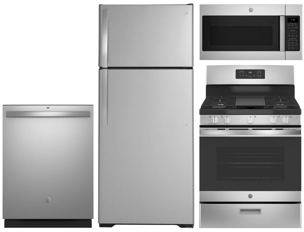 GE Stainless Top-Freezer Refrigerator & Gas Range Package