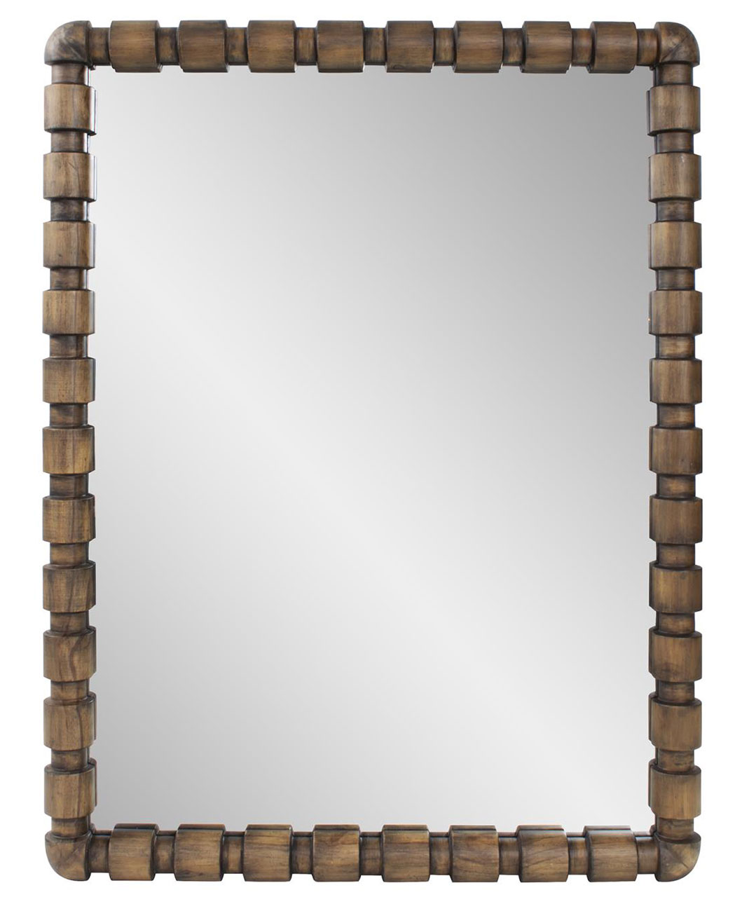 Howard Elliott Wooden Bobbin Vanity Mirror in Brown - HE-170094