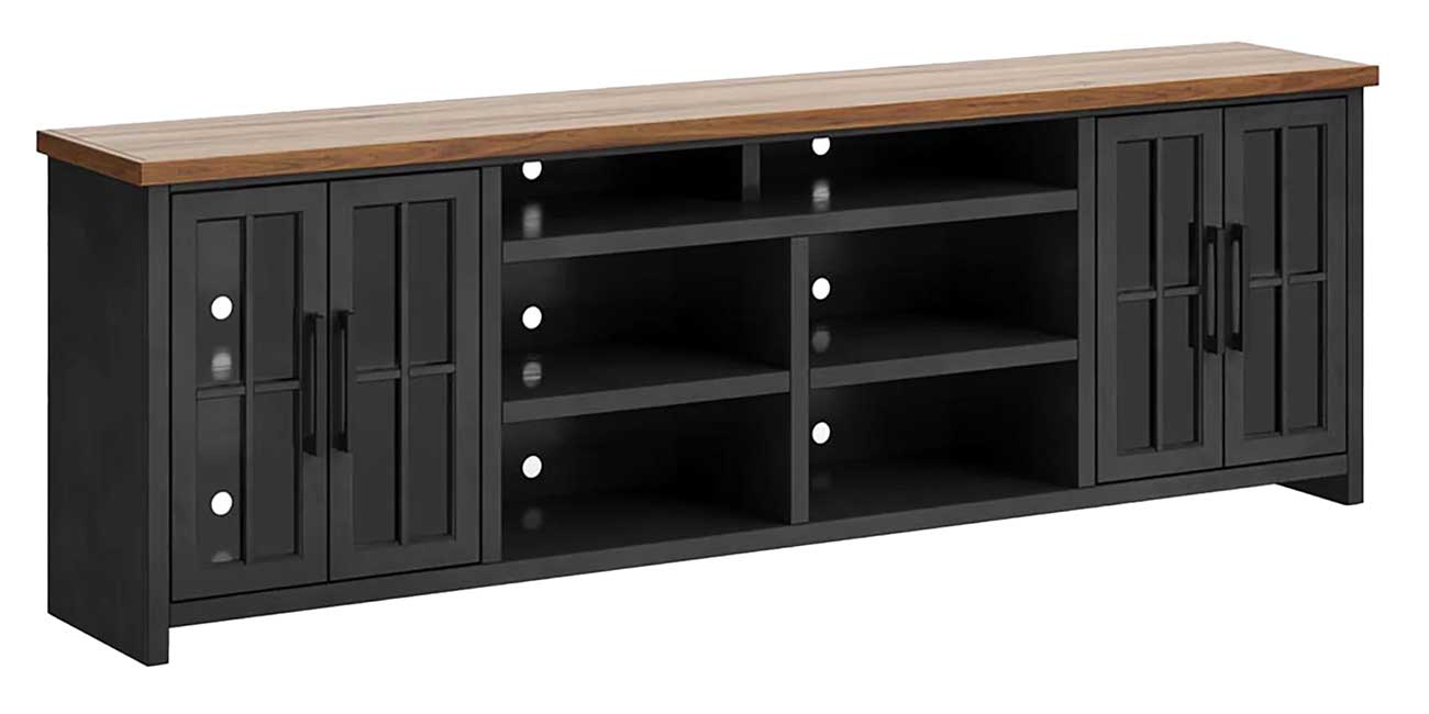 Legends Furniture Essex 96" TV Stand in Black | Whiskey - ES1211-SWK