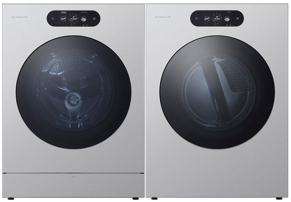 LG Signature Brushed Platinum Front Load Washer with Gas Dryer Package ...