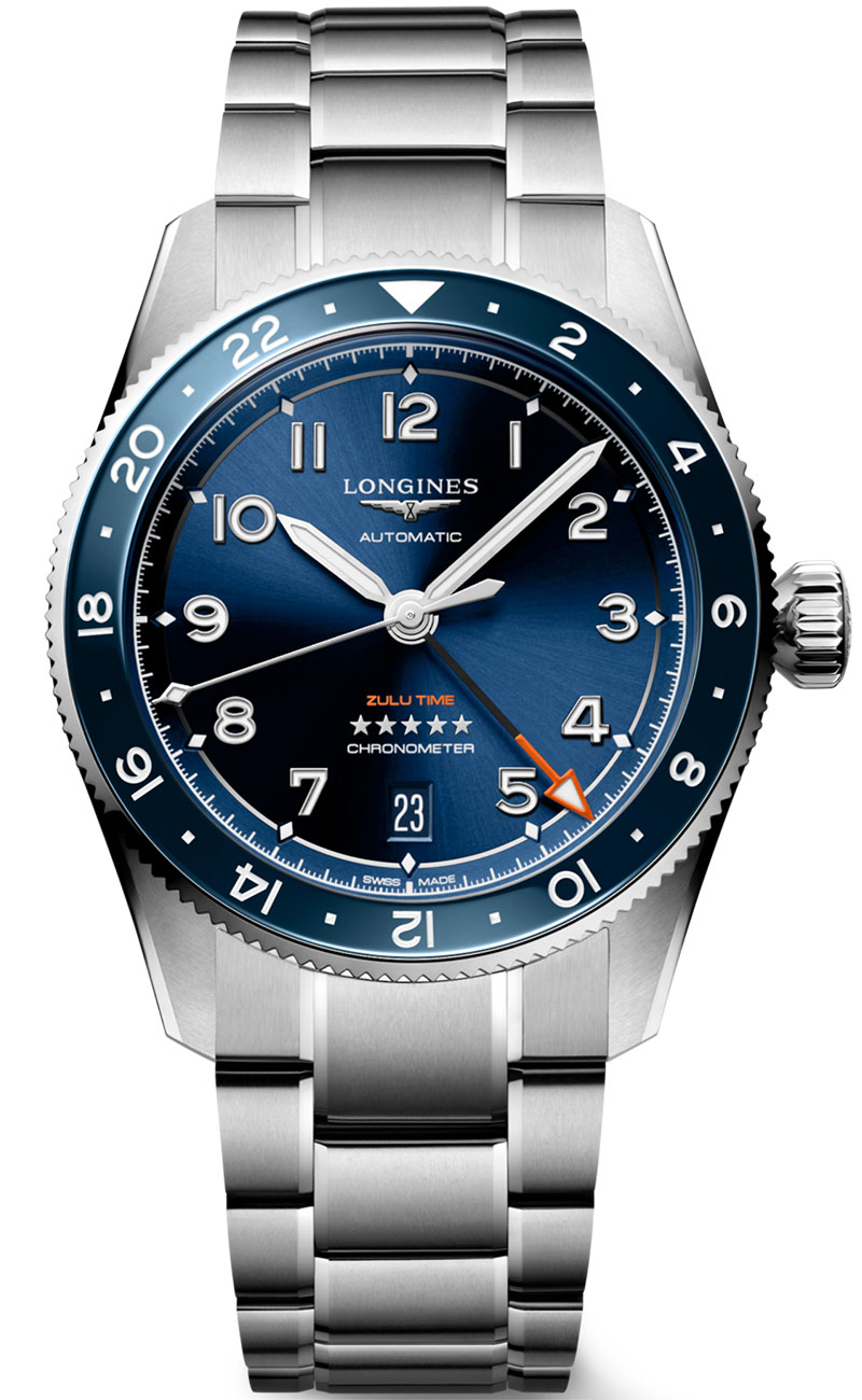 Longines Spirit Zulu Time Watch 39mm with Sunray Blue Dial - L38024936