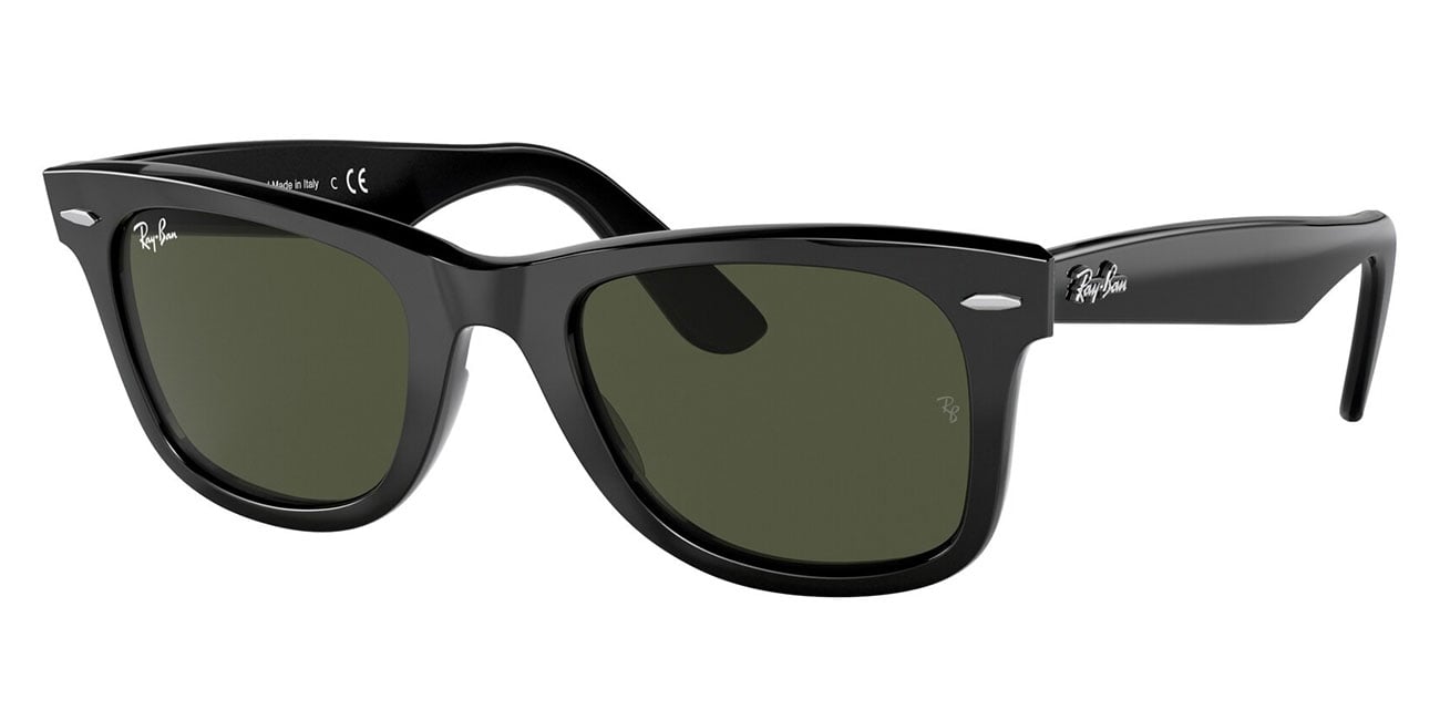 Ray-Ban Wayfarer Bio-Based Sunglasses, Black w/Green Lenses