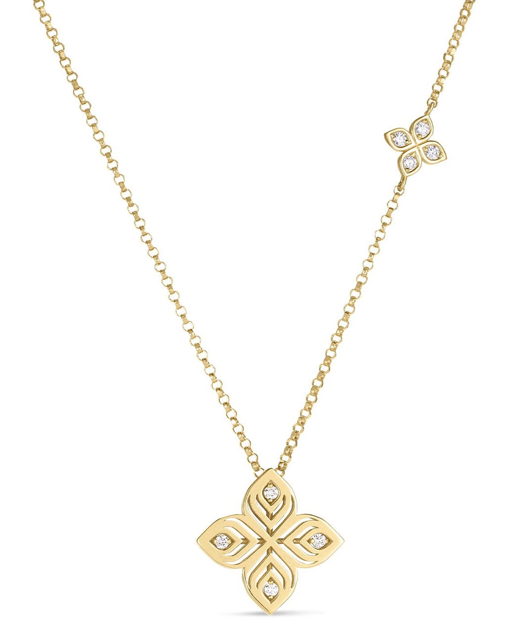 Roberto Coin Arabesque Medium Dia Flower Necklace - 7773650AY17X