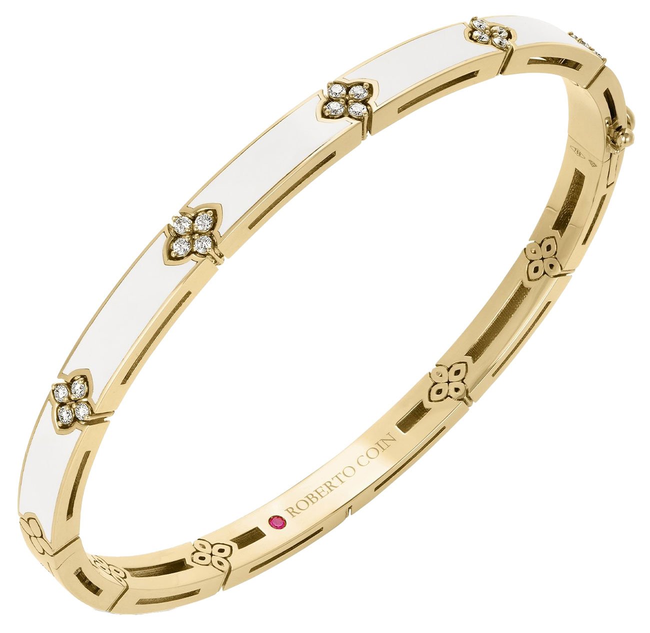 Roberto Coin Love in Verona Diamond White Enamel Bangle - 8883704AYBAX