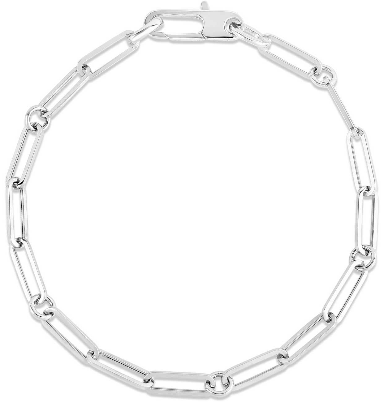 Roberto Coin 18K White Designer Gold Paperclip Link Bracelet - 5310167AWLB0