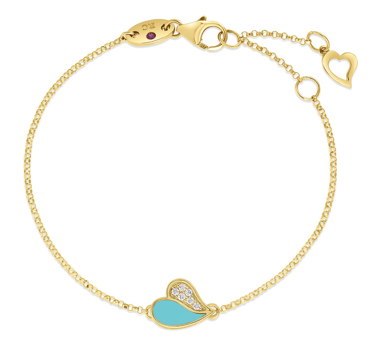 Roberto Coin Amorino Cyan Enamel Bracelet in 18K YG - 7773754AYLBX