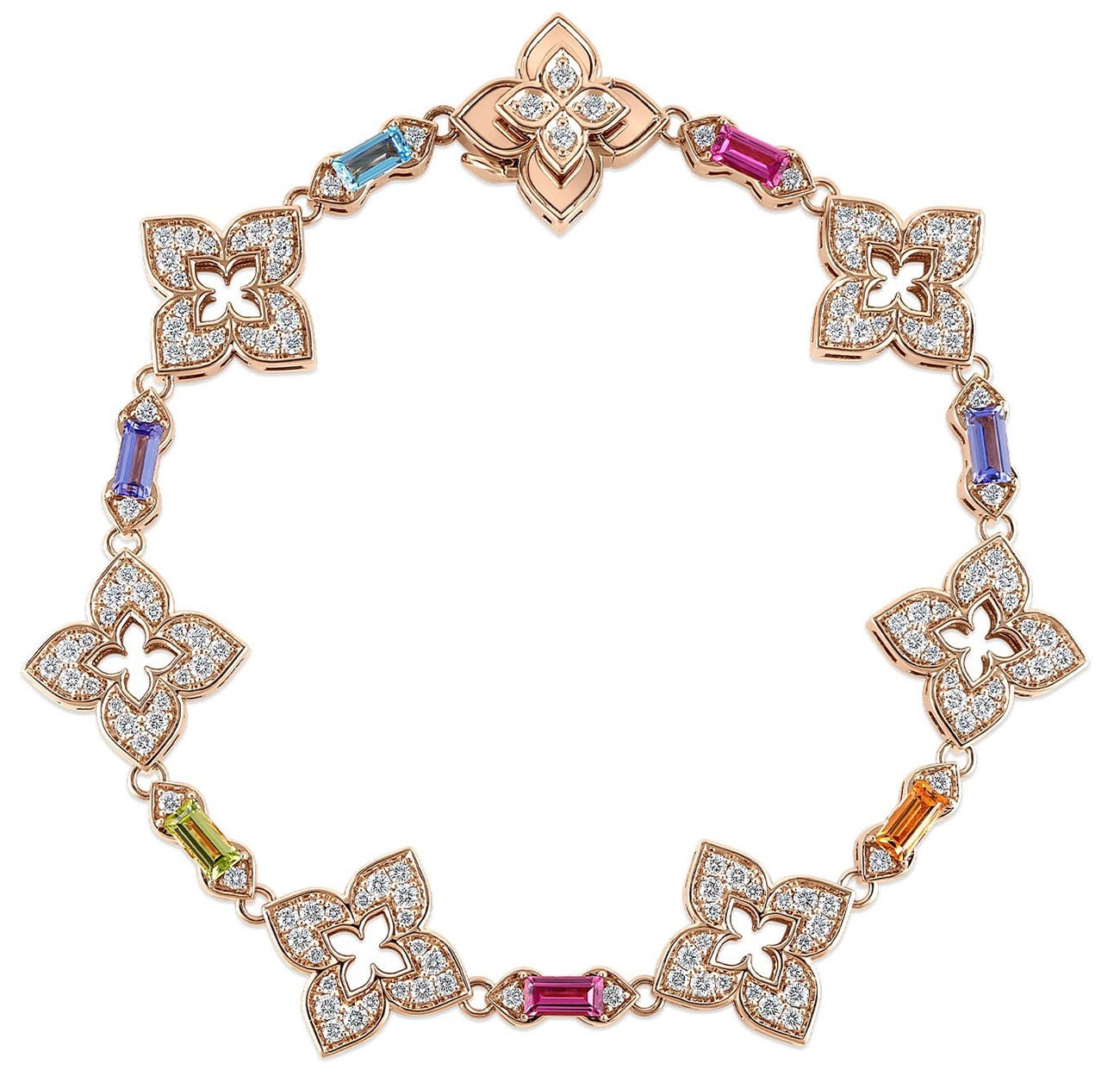 Roberto Coin Diamond and Mixed Baguette Flower Bracelet - 8883543AXLBX