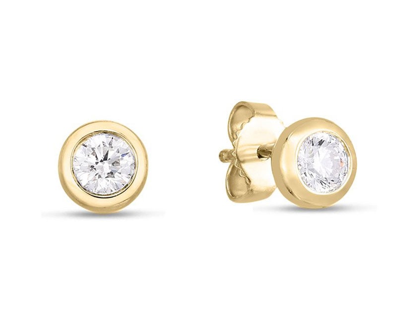 Roberto Coin Classic Diamond 18K Yellow Gold Bezel Studs