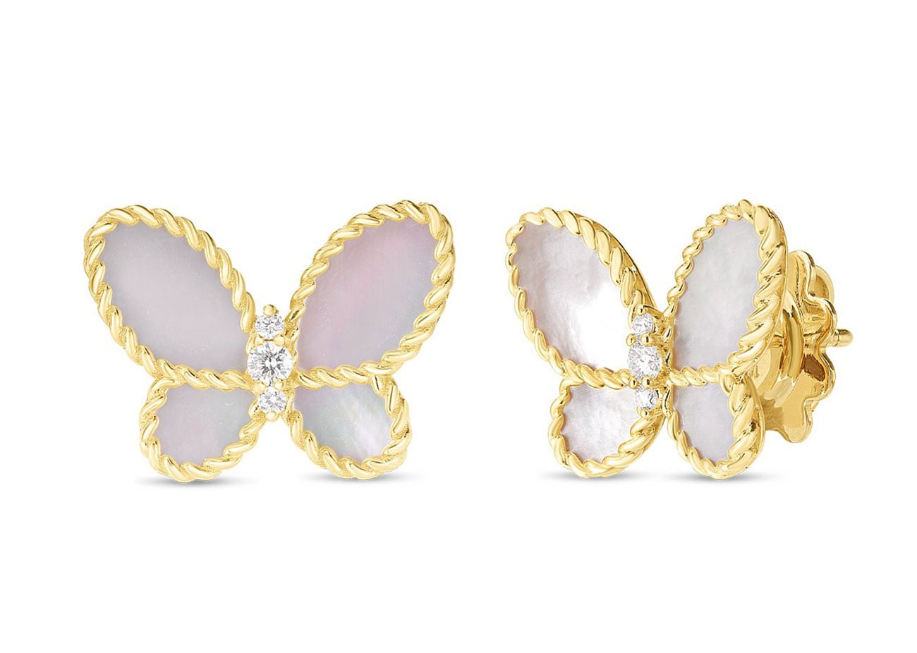 Roberto Coin Jasmine Mother of Pearl Butterfly Studs - 7773720AJERM