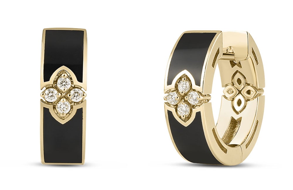 Roberto Coin Love In Verona Black Enamel Earrings - 8883703AYERX