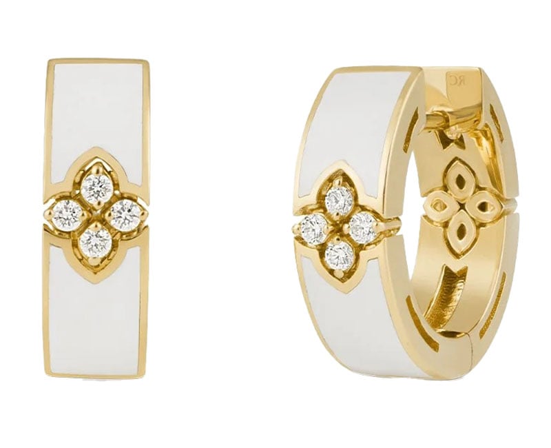 Roberto Coin Love In Verona Diamond | White Enamel Hoops - 8883704AYERX