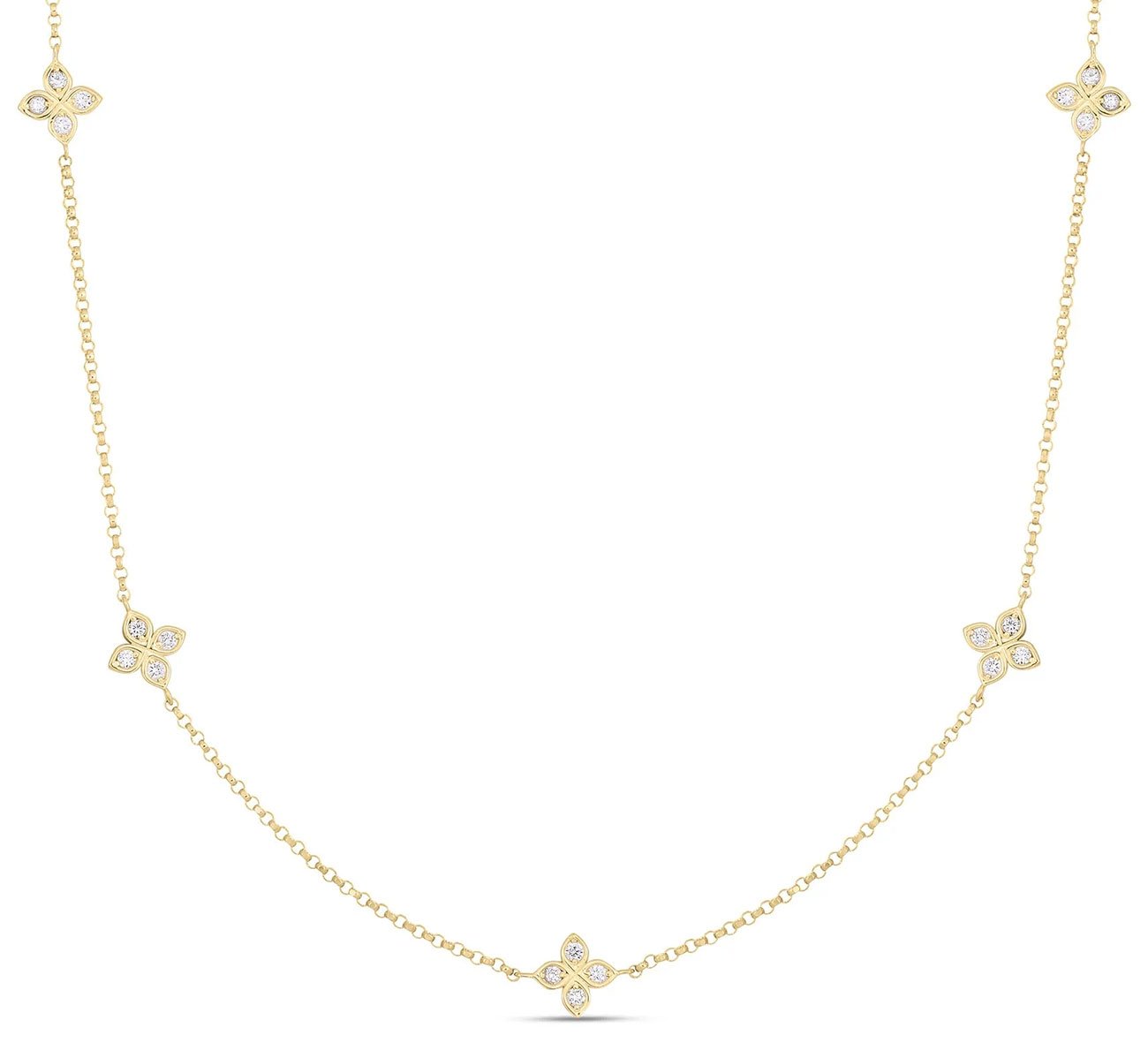 Roberto Coin Love By The Inch 5 Station Flower Necklace - 7773286AY17X