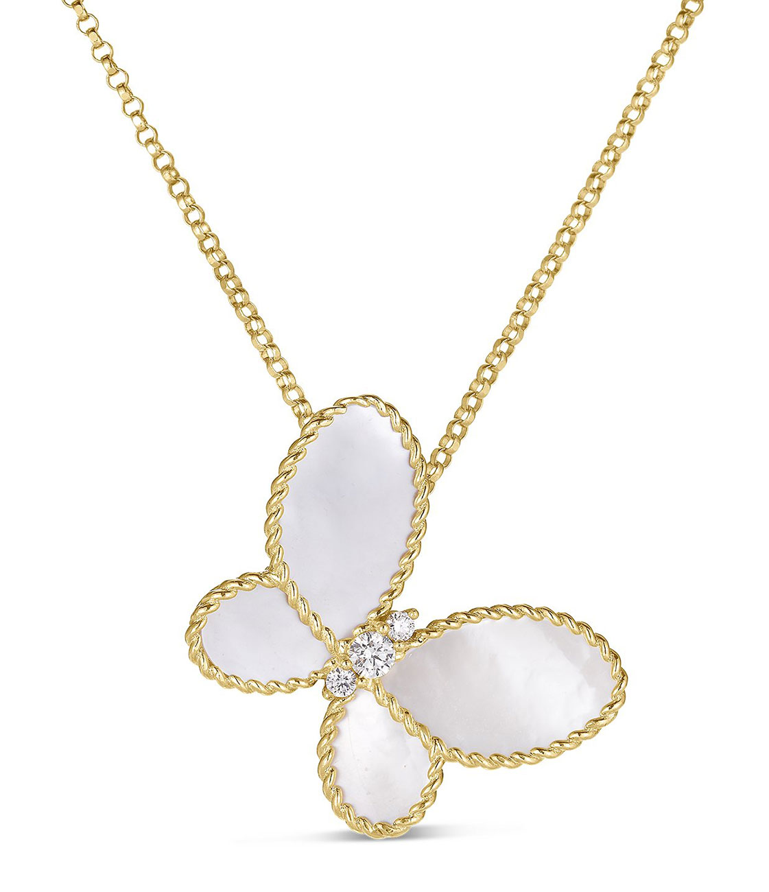 Roberto Coin Jasmine Butterfly Mother-of-Pearl Necklace - 7773720AJCHM