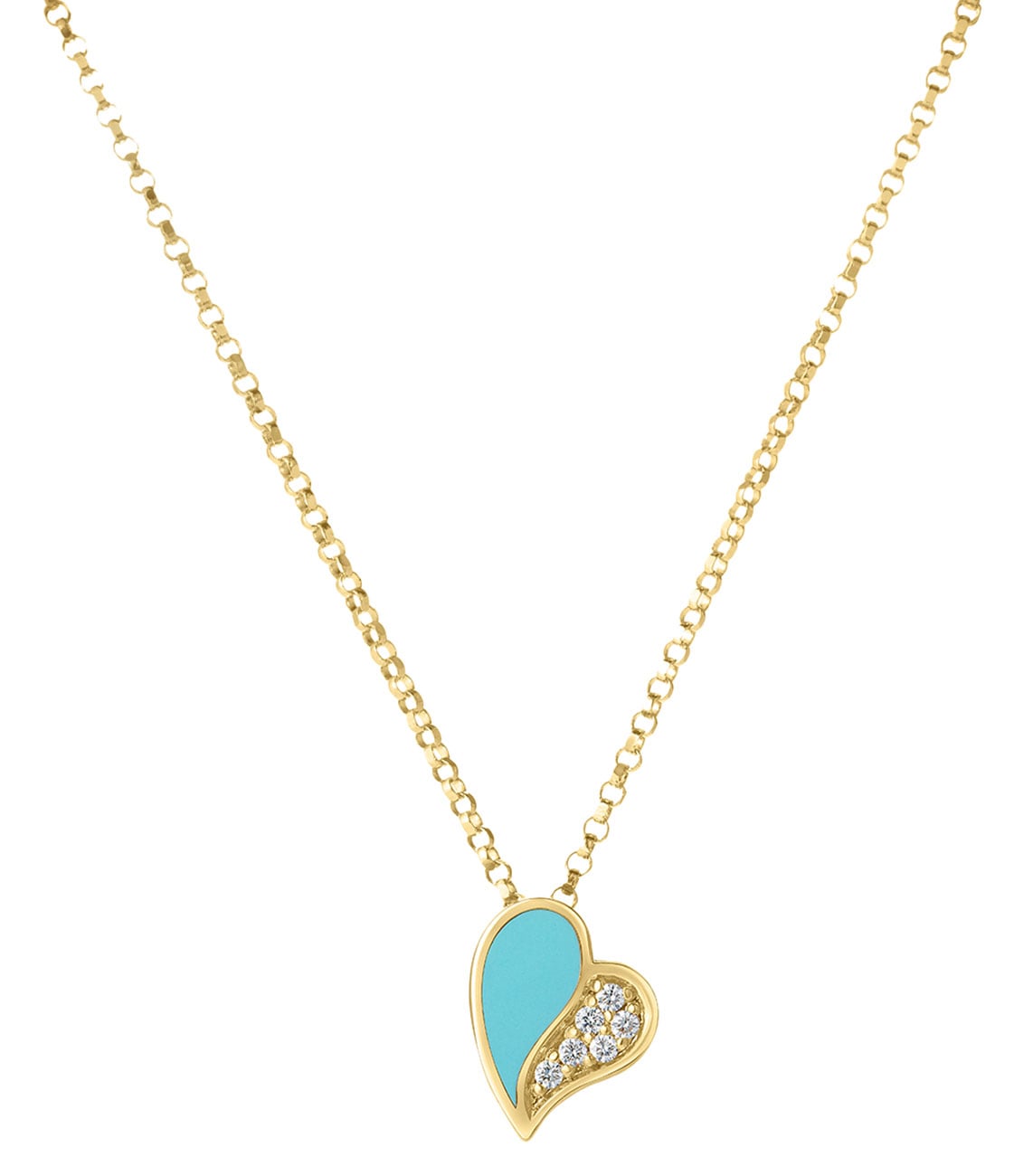 Roberto Coin Amorino Cyan Enamel Necklace in 18K YG - 7773754AY17X