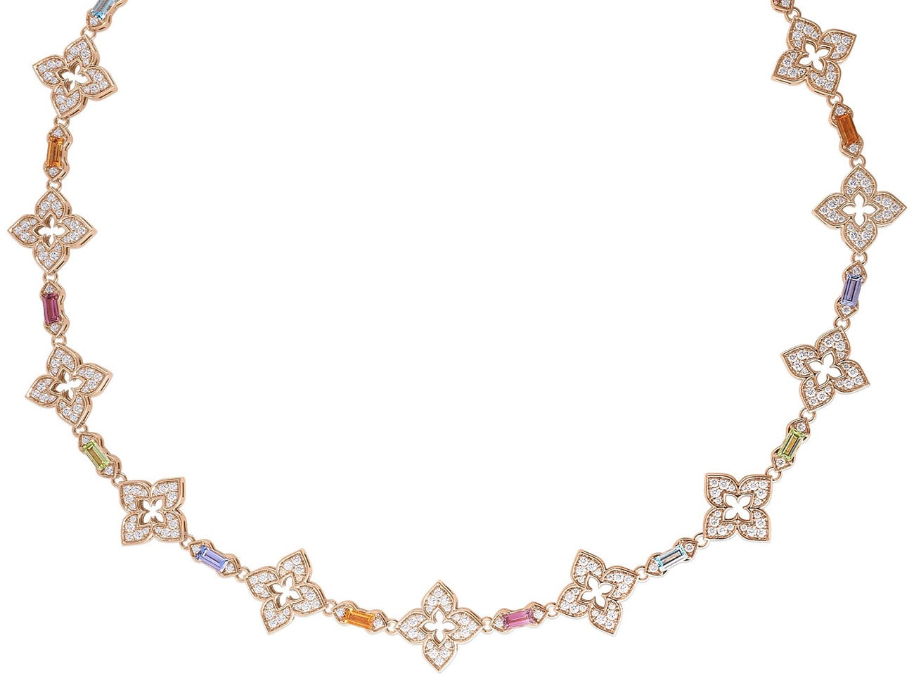 Roberto Coin Carnival Mixed Baguette Flower RG Necklace - 8883543AXCHX